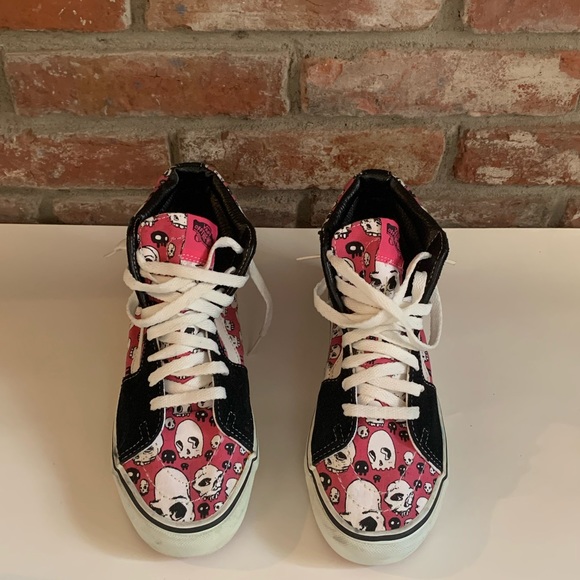 Vans | Shoes | New Vans Sk8 Hi Hightop Skull Print Canvas Sneakers ...